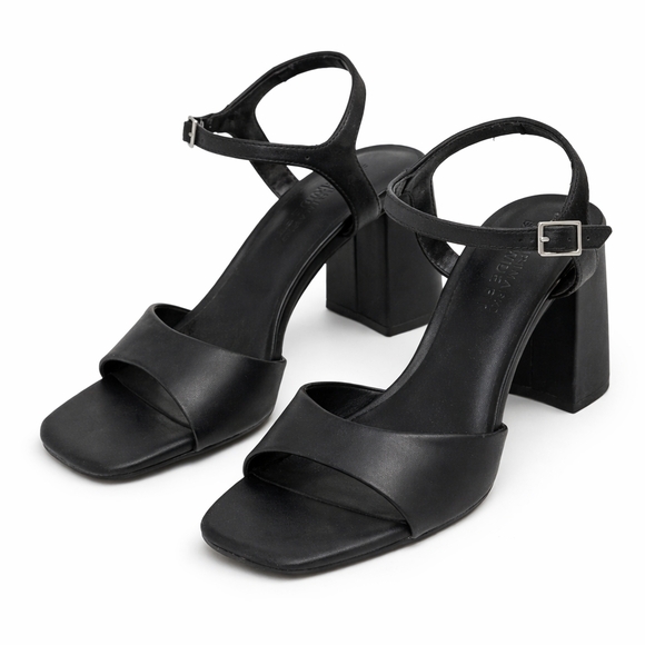 Primark | Shoes | Primark Black Block Heel Sandals Ankle Strap Size 7 ...